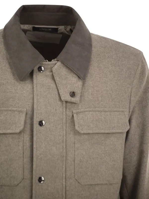 MONTECORE Virgin Wool Field Jacket With Alcantara Details