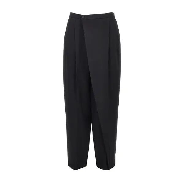 Alberta Ferretti Wrap-over Satin Pants - Black