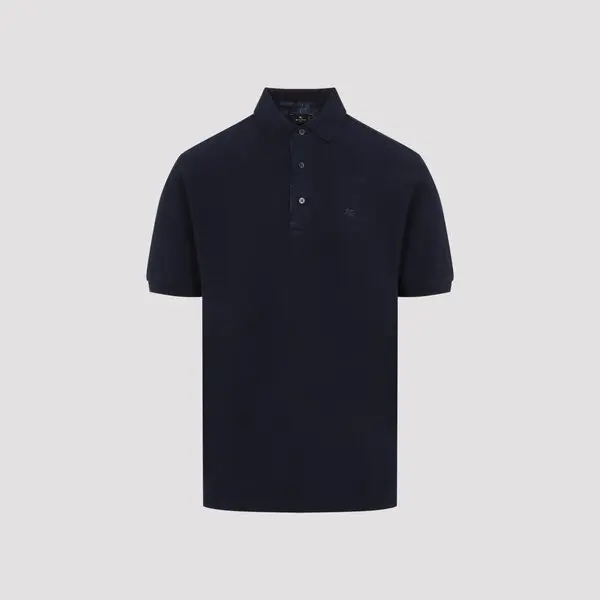 Etro Roma Printed Detail Polo - Blue