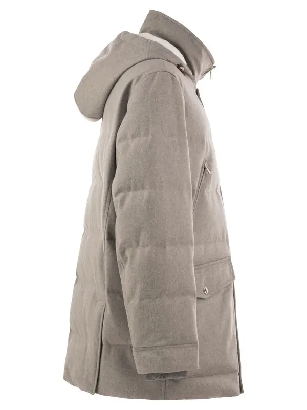 Brunello Cucinelli Wool Down Jacket With Detachable Hood