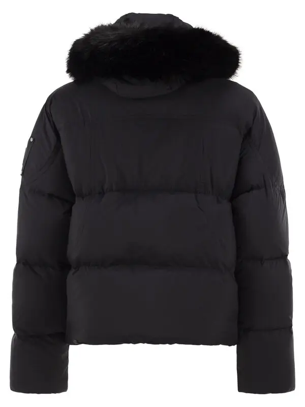 Moose Knuckles Everest Cropped Down Jacket With Faux Fur-trimmed Hood