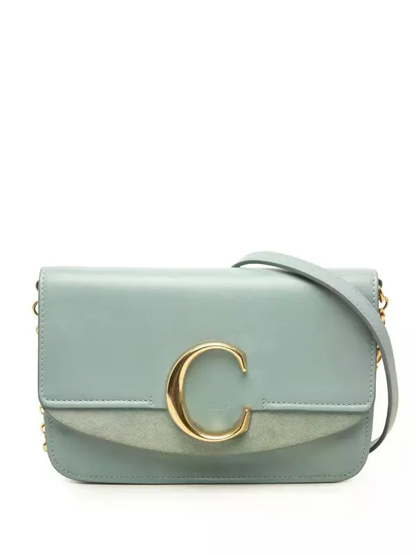 Chloé 2020 Calfskin And Suede C Clutch With Chain Crossbody Bag - Blue
