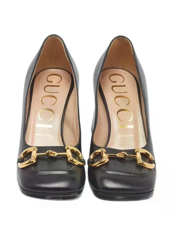 Gucci Horsebit Leather Block-heel Pumps