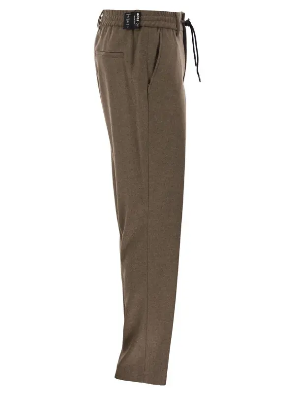 BOSS Virgin Wool-blend Tapered Fit Trousers With Drawstring
