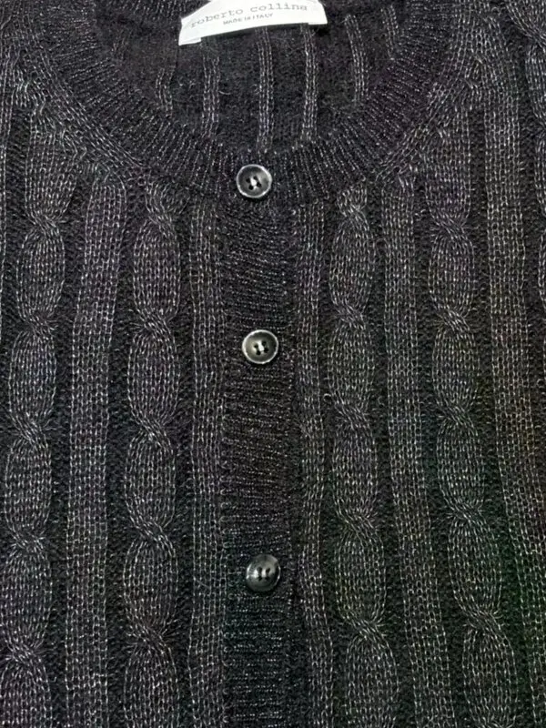 ROBERTO COLLINA Cable-knit Short-sleeve Cardigan