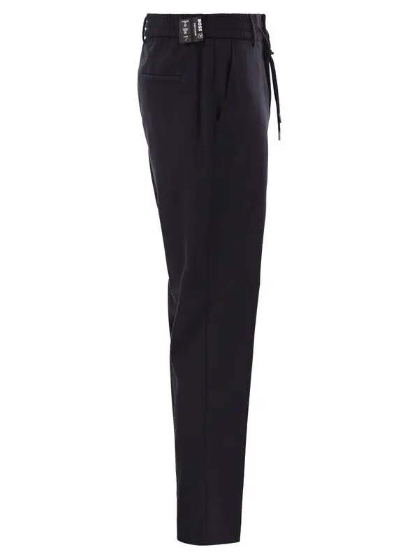 BOSS Virgin Wool-blend Tapered Fit Trousers With Drawstring