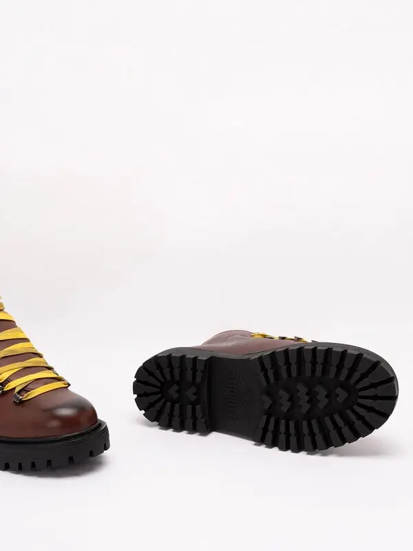 Prada Antiqued Leather Lace-up Ankle Boots - Multicolor
