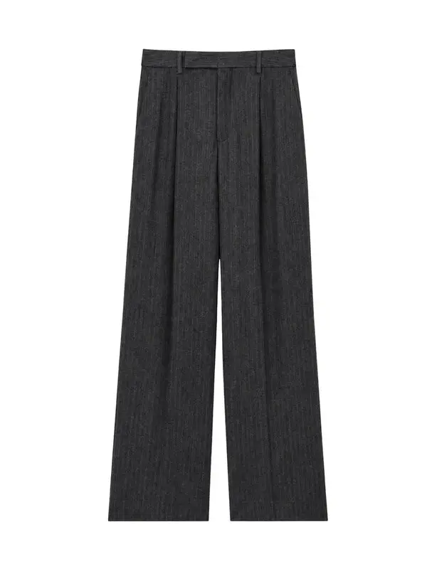 Saint Laurent Fluid Pants In Pinstripe Brushed Wool Felt