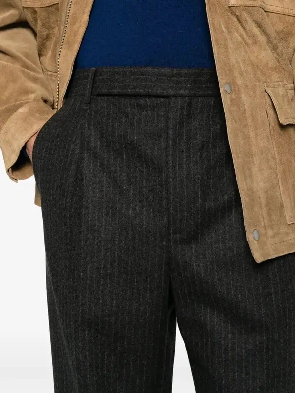 Saint Laurent Fluid Pants In Pinstripe Brushed Wool Felt