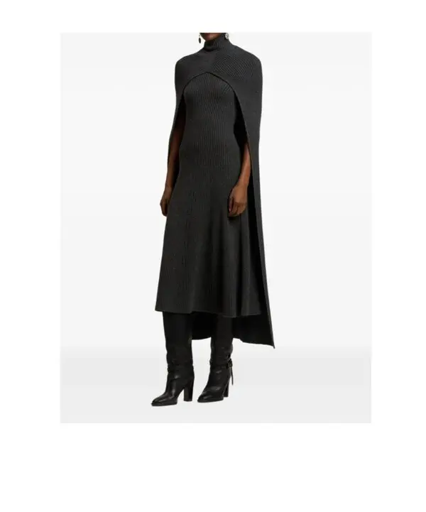 Ralph Lauren Ribbed Turtleneck Cape Coat