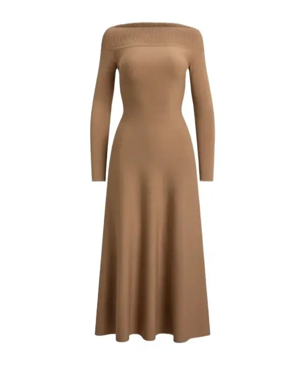 Ralph Lauren Off-shoulder Knitted Midi Dress