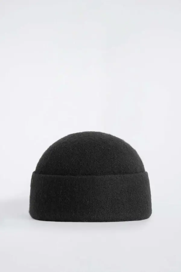 Cos Felted Wool Beanie - Black