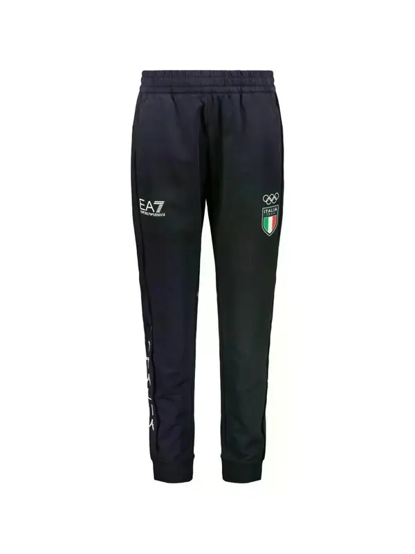 EA7 Logo-print Elasticated-waist Track Pants - Blue