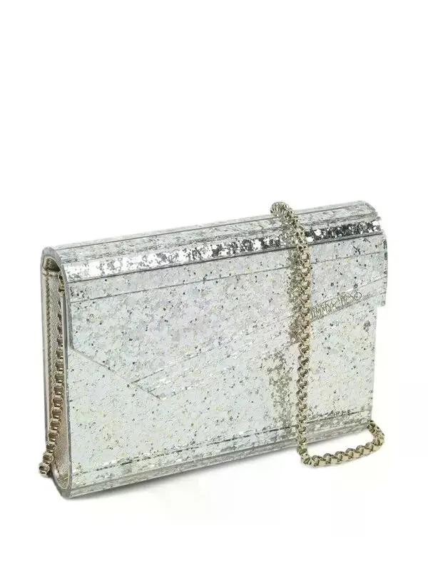 JIMMY CHOO Candy Champagne Coarse Glitter Acrylic Clutch Bag - Silver