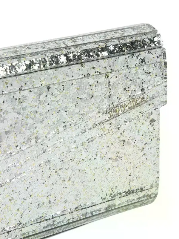 JIMMY CHOO Candy Champagne Coarse Glitter Acrylic Clutch Bag
