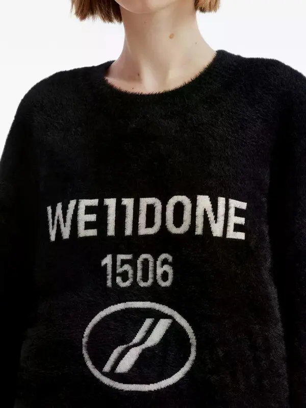 We11Done Logo-intarsia Fuzzy-knit Sweater