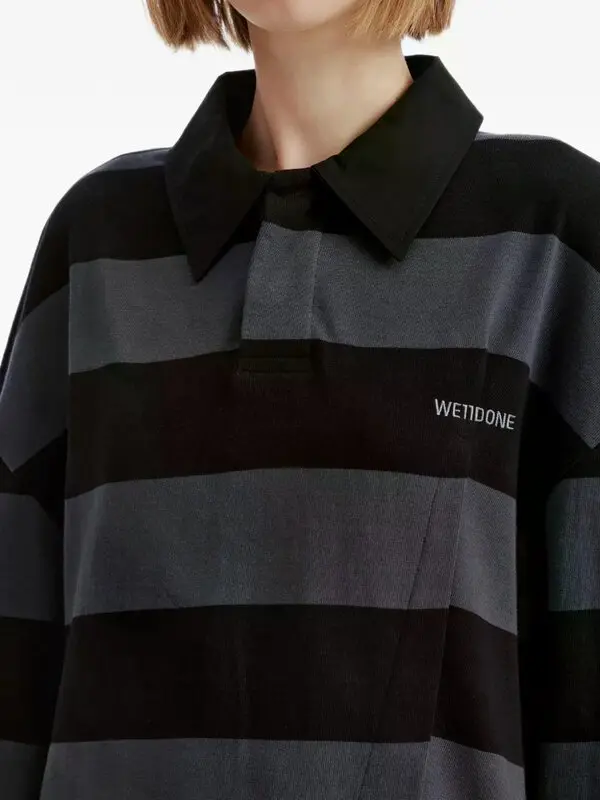 We11Done Striped Asymmetric Polo Top