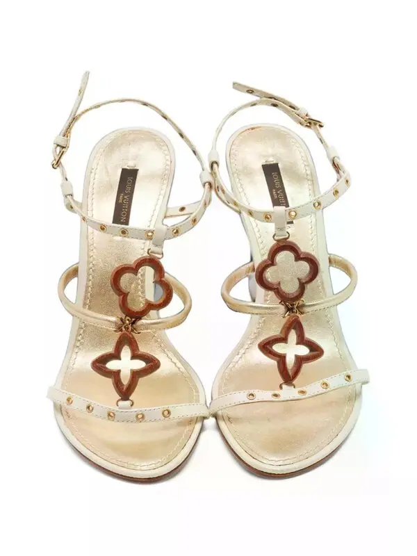 LOUIS VUITTON Eyelet-embellished Leather Wedge Sandals