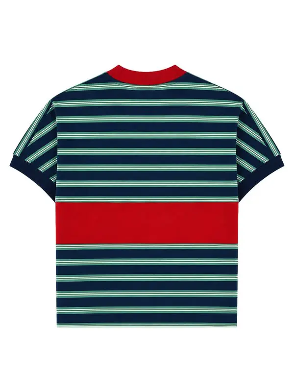 Versace T-shirt In Cotone A Righe Con Logo
