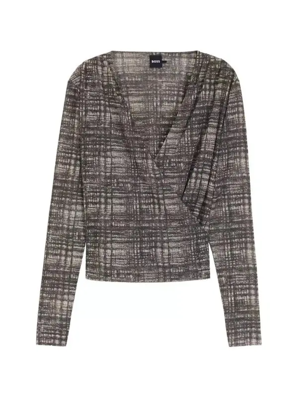 BOSS Abstract-print Wrap Top - Grey