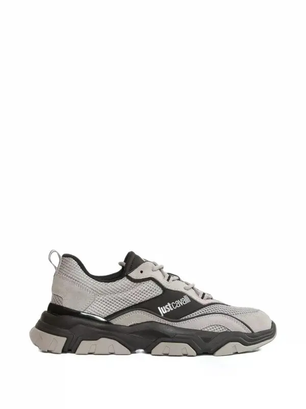 Just Cavalli Panelled Logo-print Sneakers - Grey