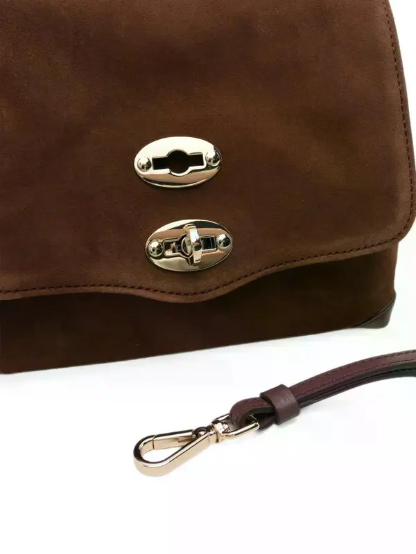 ZANELLATO Postina Studded Suede Clutch Bag - Brown