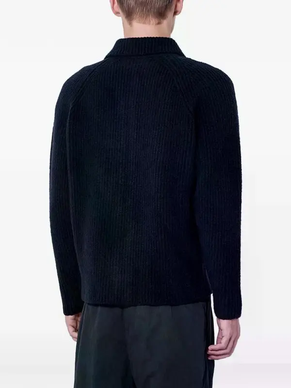 MOOS STUDIO Ribbed-knit Zip-up Cardigan