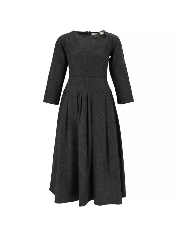 Max Mara Tania Pleated Midi Dress - Grey