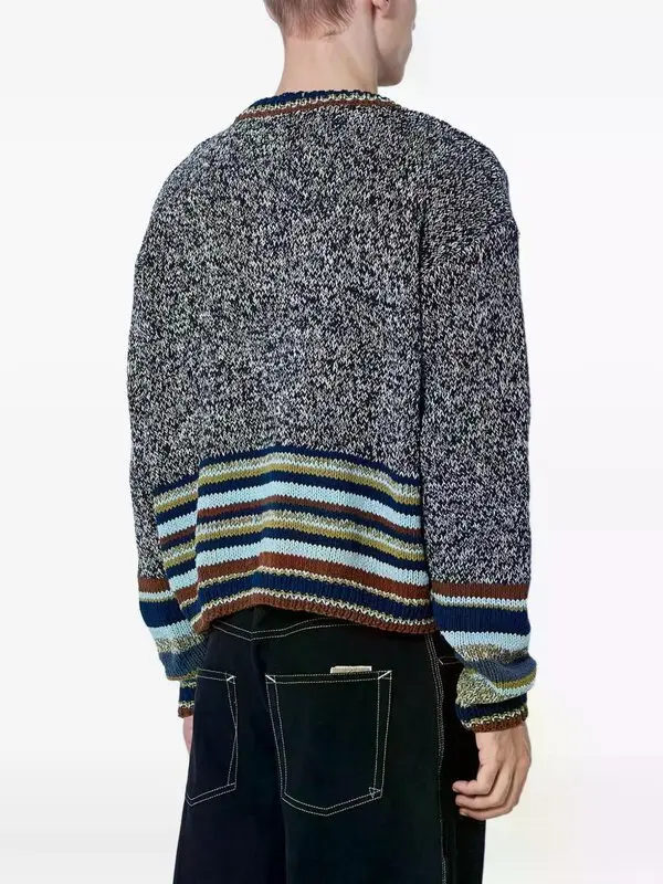 STORY MFG. Root Stripe-accent Button-front Cardigan