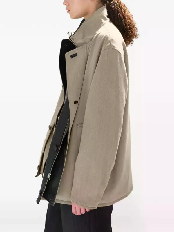 Auralee Reversible Wool Leather Coat