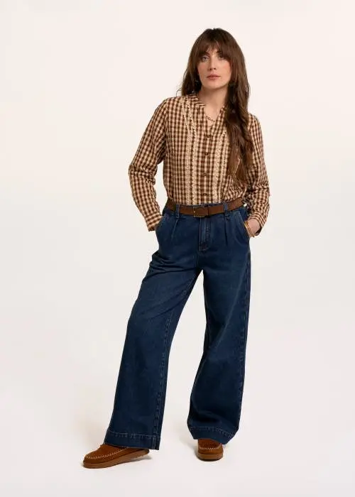 BRAKEBURN Fiorella Gingham Textured Blouse
