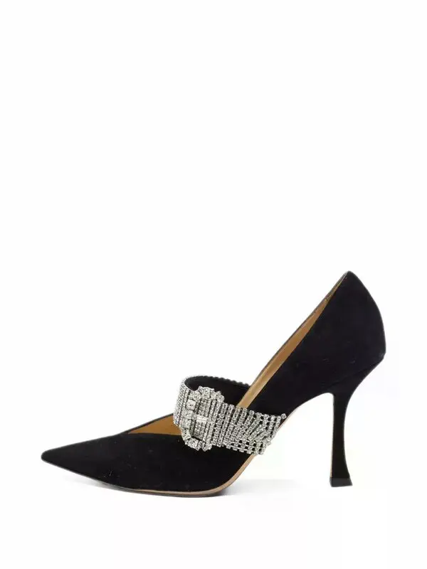 JIMMY CHOO Karli Crystal-embellished Suede Pumps