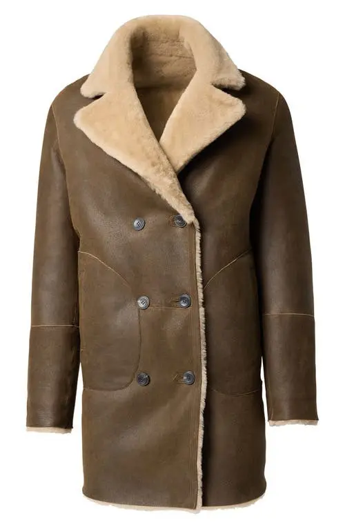 Allen Edmonds Genuine Shearling Reversible Double Breasted Coat