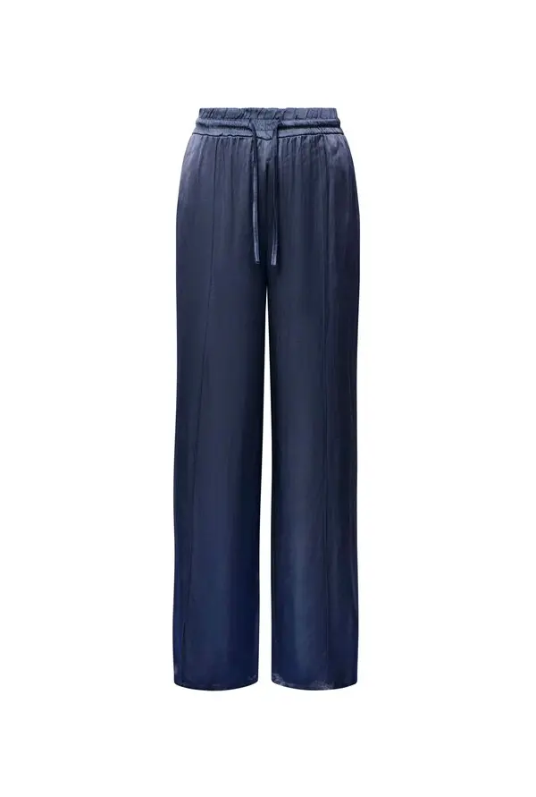 JAMES LAKELAND Navy Wide-leg Drawstring Trousers - Blue