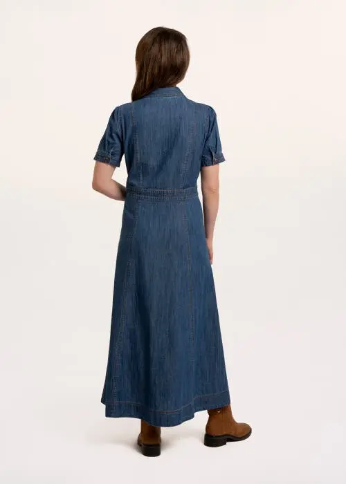 BRAKEBURN Apple Short Sleeve Maxi Denim Dress