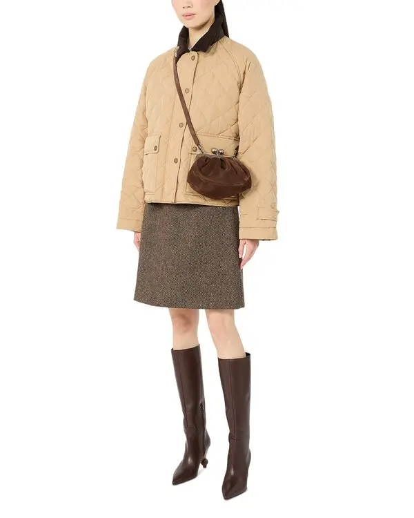 Max Mara Pasticcino Suede Convertible Clutch