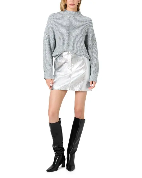 French Connection Mimi Metallic Faux Leather Mini Skirt