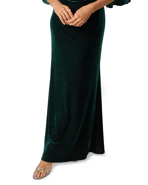 Adrianna Papell Stretch Velvet Off-the-shoulder Gown