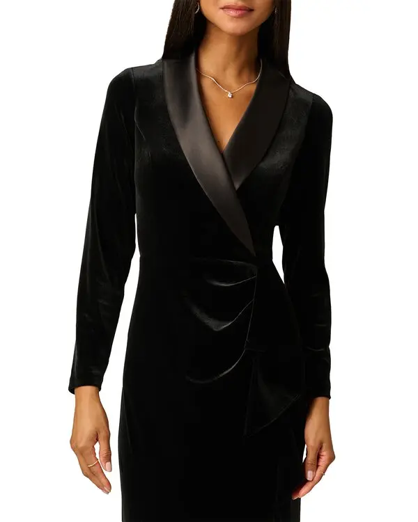 Adrianna Papell Velvet Long Sleeve Tuxedo Gown