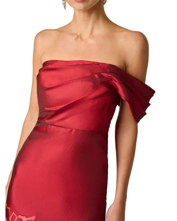 Aidan Mattox Jacquard Off Shoulder Gown