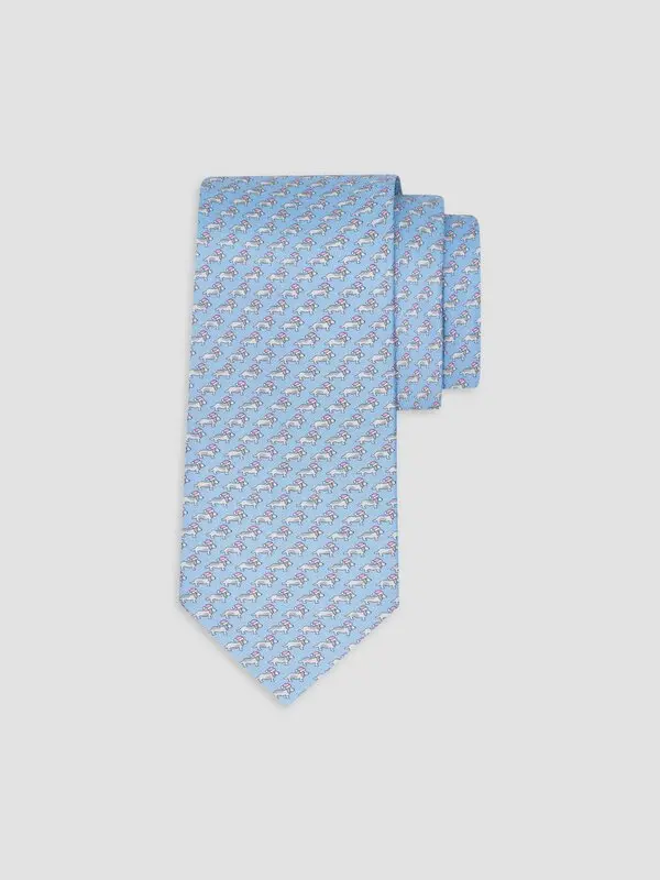 FERRAGAMO Dachshund-print Silk Tie - Celeste