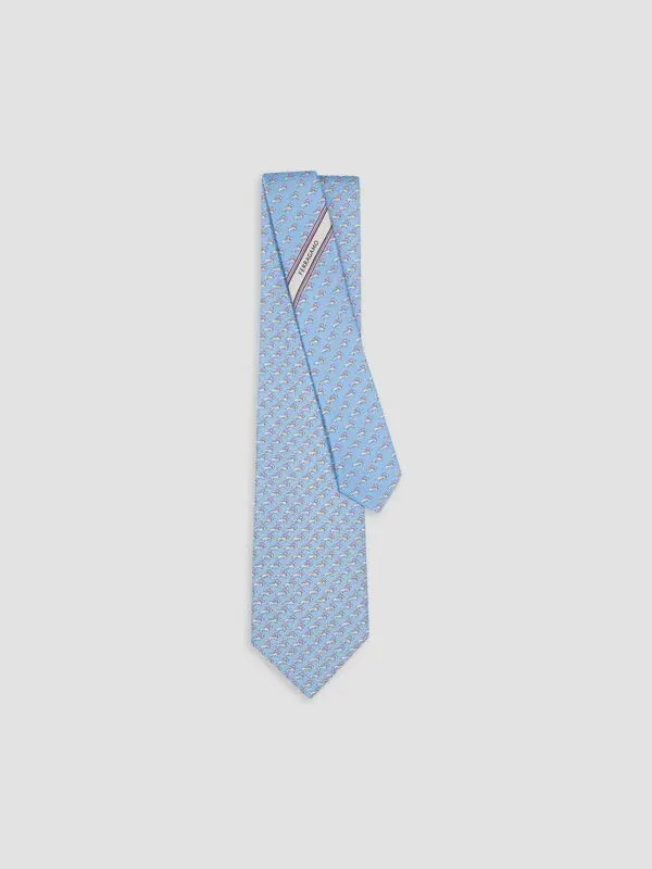 FERRAGAMO Dachshund-print Silk Tie - Celeste