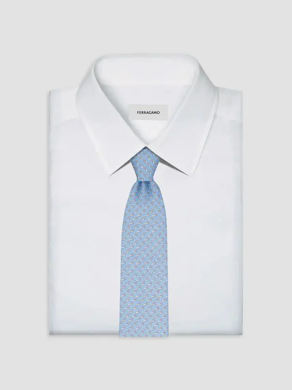 FERRAGAMO Dachshund-print Silk Tie - Celeste