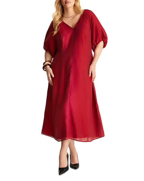 ESTELLE Adriella Bubble Sleeve Dress - Raspberry