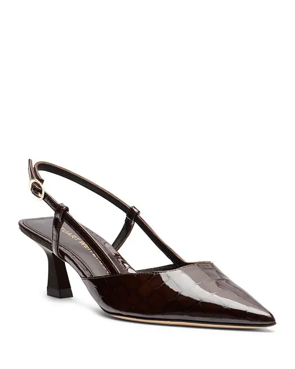 STUART WEITZMAN Vinnie 50 Patent Leather Slingback Pumps