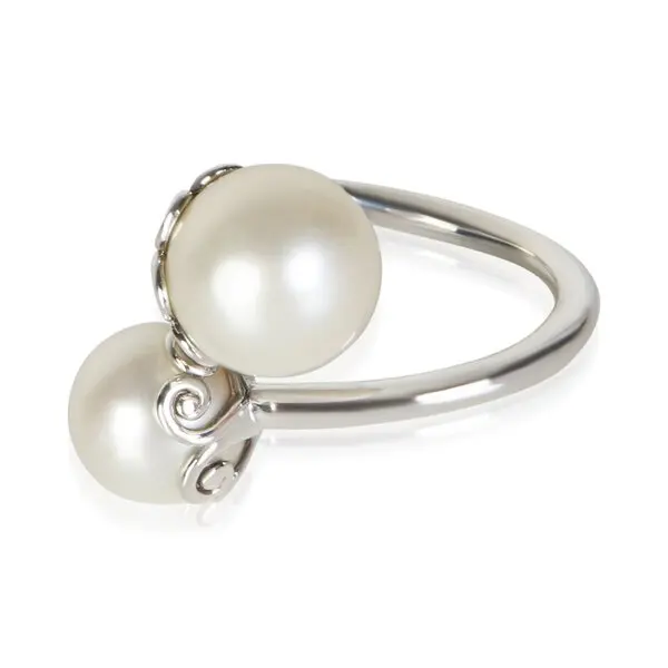 Tiffany & Co. Sterling Silver Pearl Goldoni Heart Pearl Bypass Ring