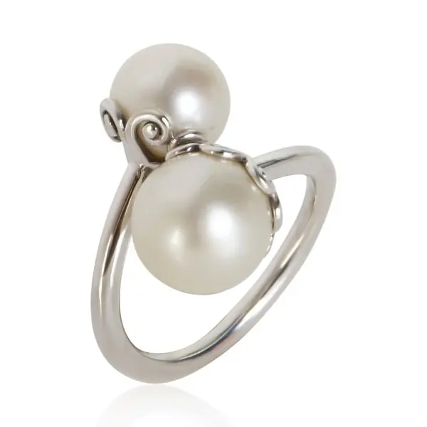 Tiffany & Co. Sterling Silver Pearl Goldoni Heart Pearl Bypass Ring