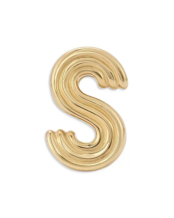 Adina Reyter 14k Yellow Gold Groovy Initial Midi Bead - S