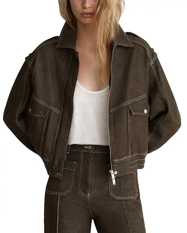 REISS Petites Blair Cotton Blend Denim Jacket