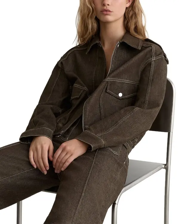REISS Petites Blair Cotton Blend Denim Jacket